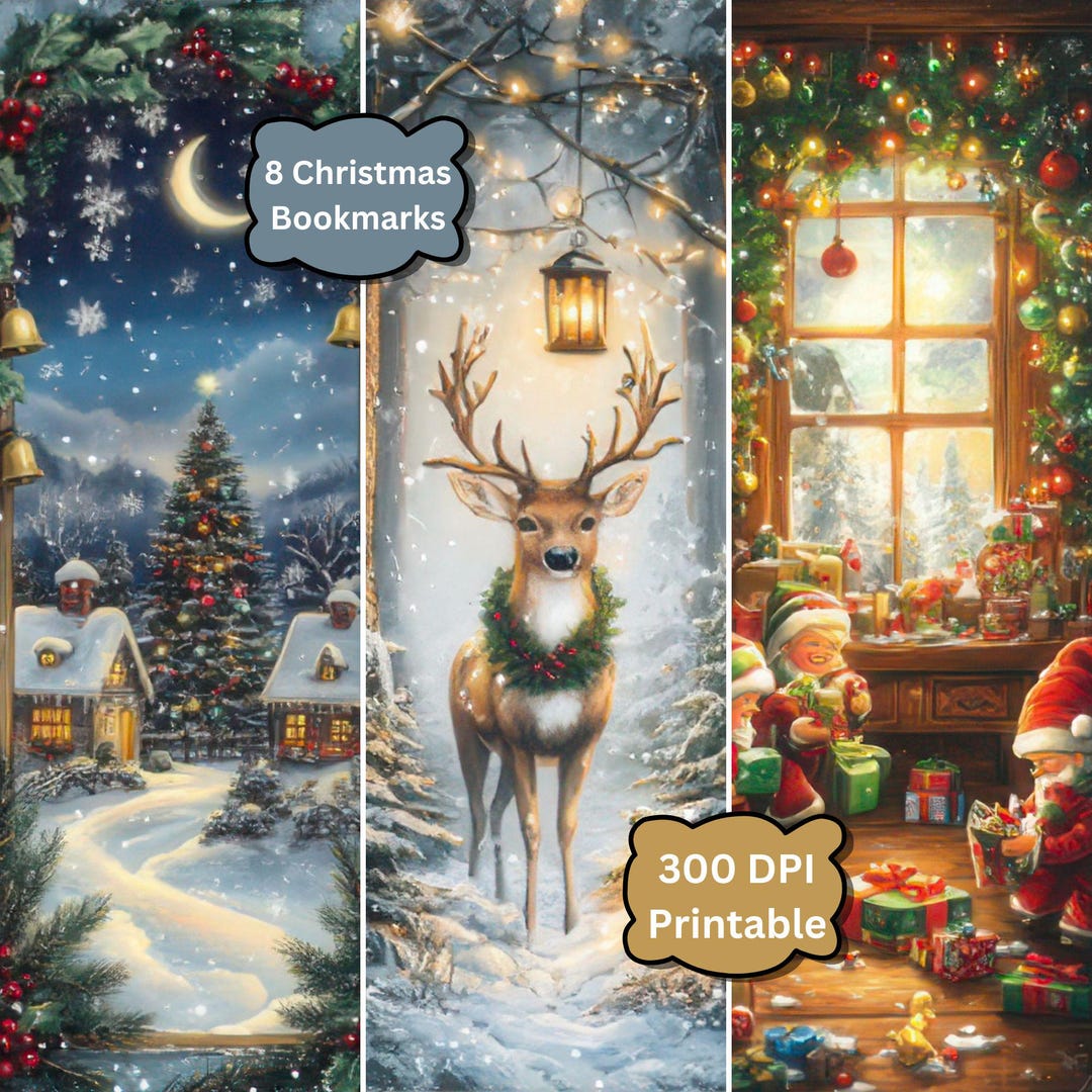8 Christmas Printable Bookmark Set | Hot Chocolate & Festive Designs ...