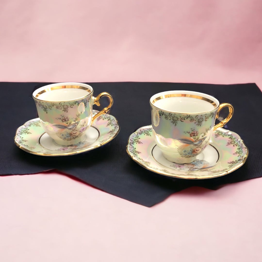 Hand Made Demitasse Tea Cups Espresso Cups Carlsbad Czech Republic Gold ...