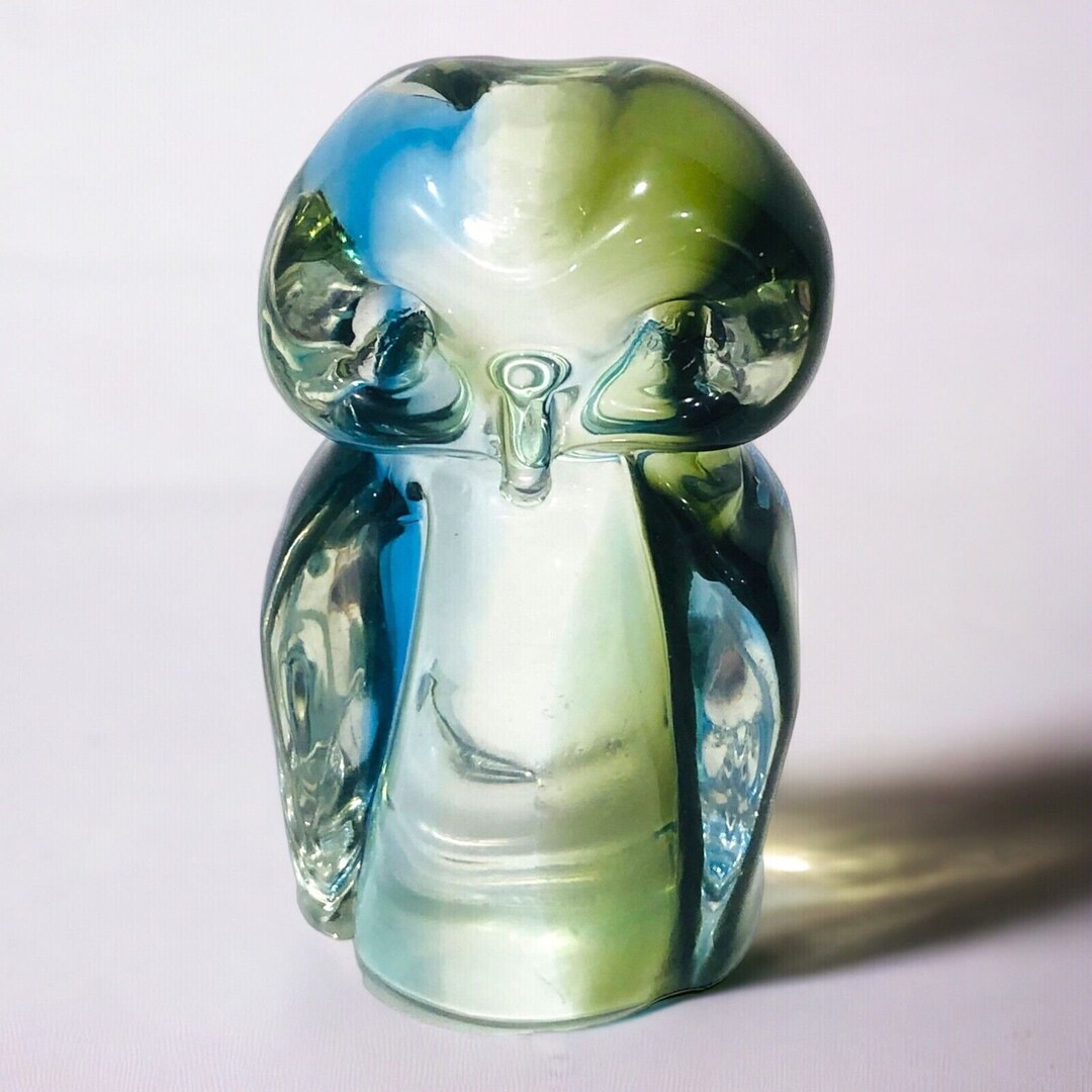 MCM Art Glass Owl Figurine Lorraine Glass Paperweight Made in Canada - Etsy