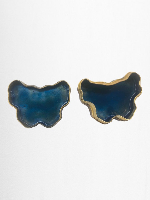 Vintage Cloisonné Butterfly Pill Box Brass and Enamel - Gem