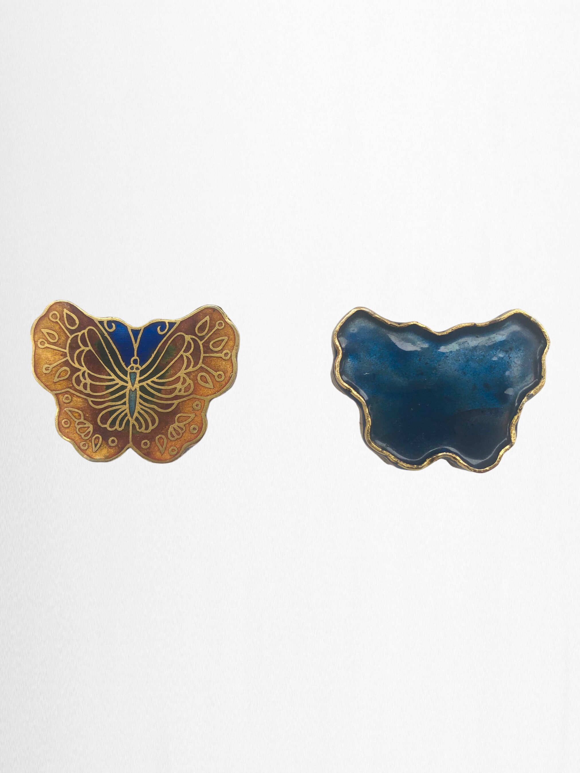 Vintage Cloisonné Butterfly Pill Box Brass and Enamel - Etsy
