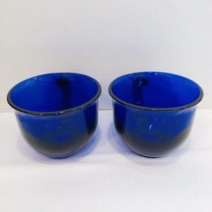 Vintage Cobalt Blue Glass Coffee Mugs Large Oversized Tea Cups Pair - Etsy