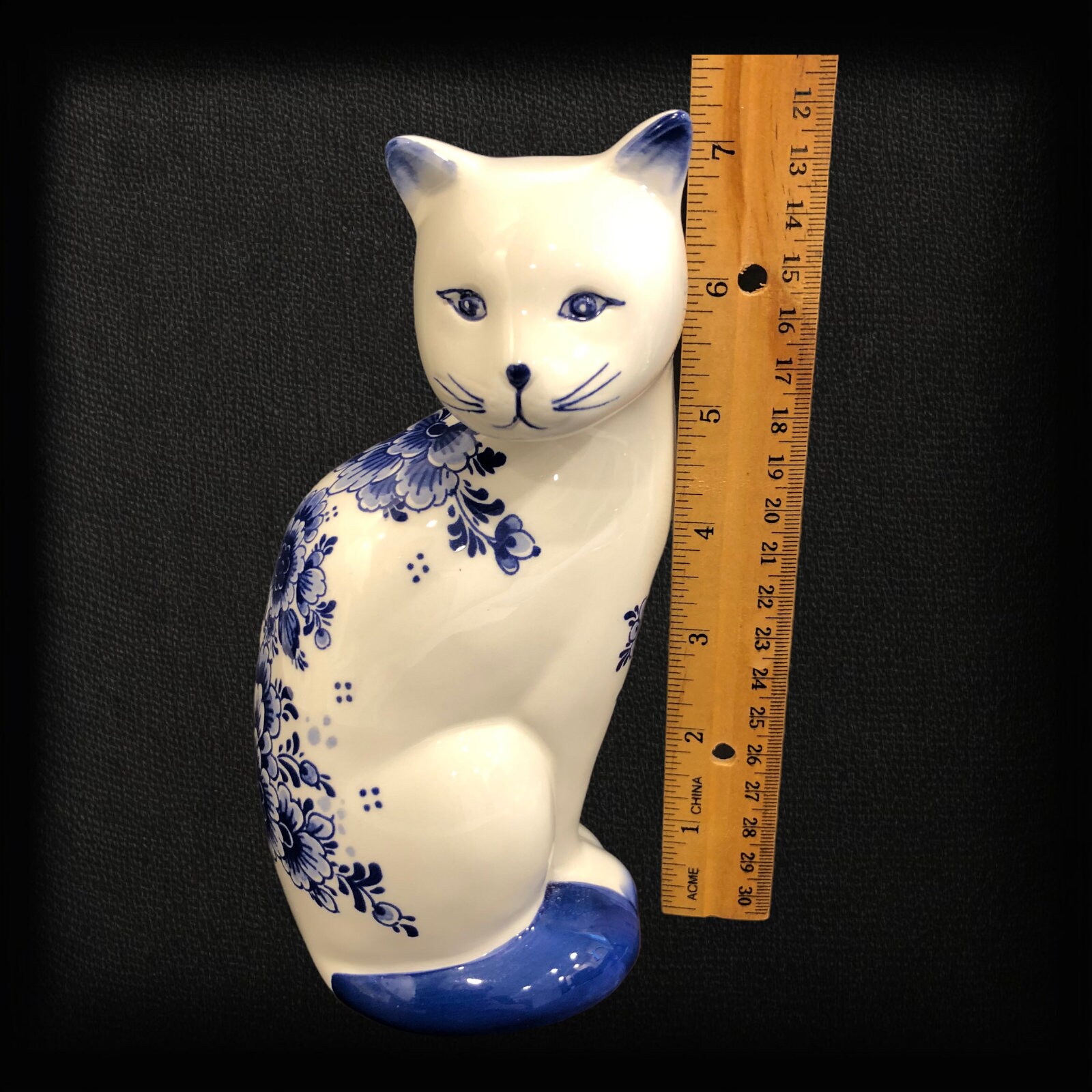 Delft Blue Porcelain Large Cat Figurine Blue and White Cat - Etsy