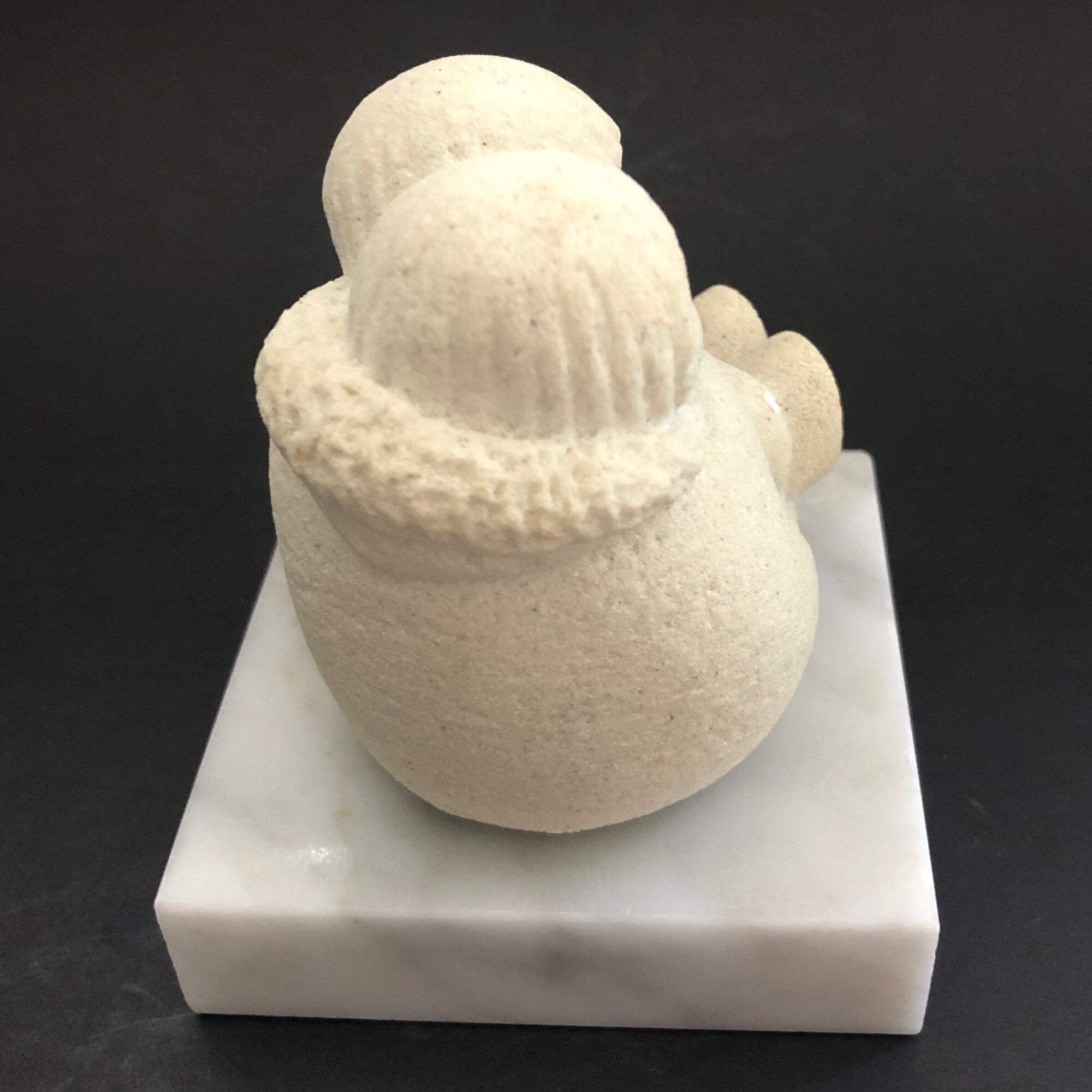 Vintage Marbell by Stone Art Hugging Children in Parkas on Marble Base ...