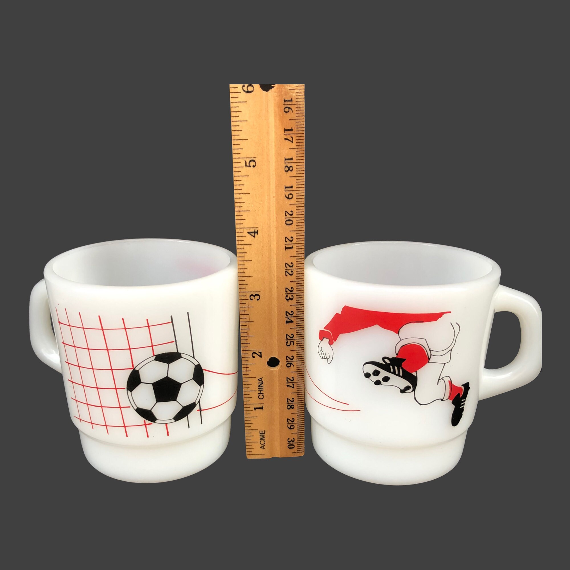 Vintage Milk Glass Mugs Soccer Themed Mugs Sports Mugs White - Etsy