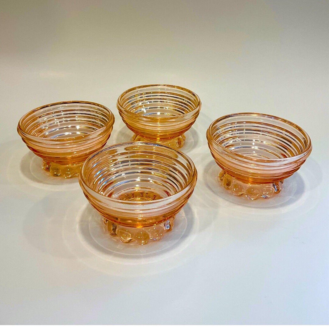 Pink Manhattan Depression Glass Footed Dessert Sherbet Cups Anchor ...