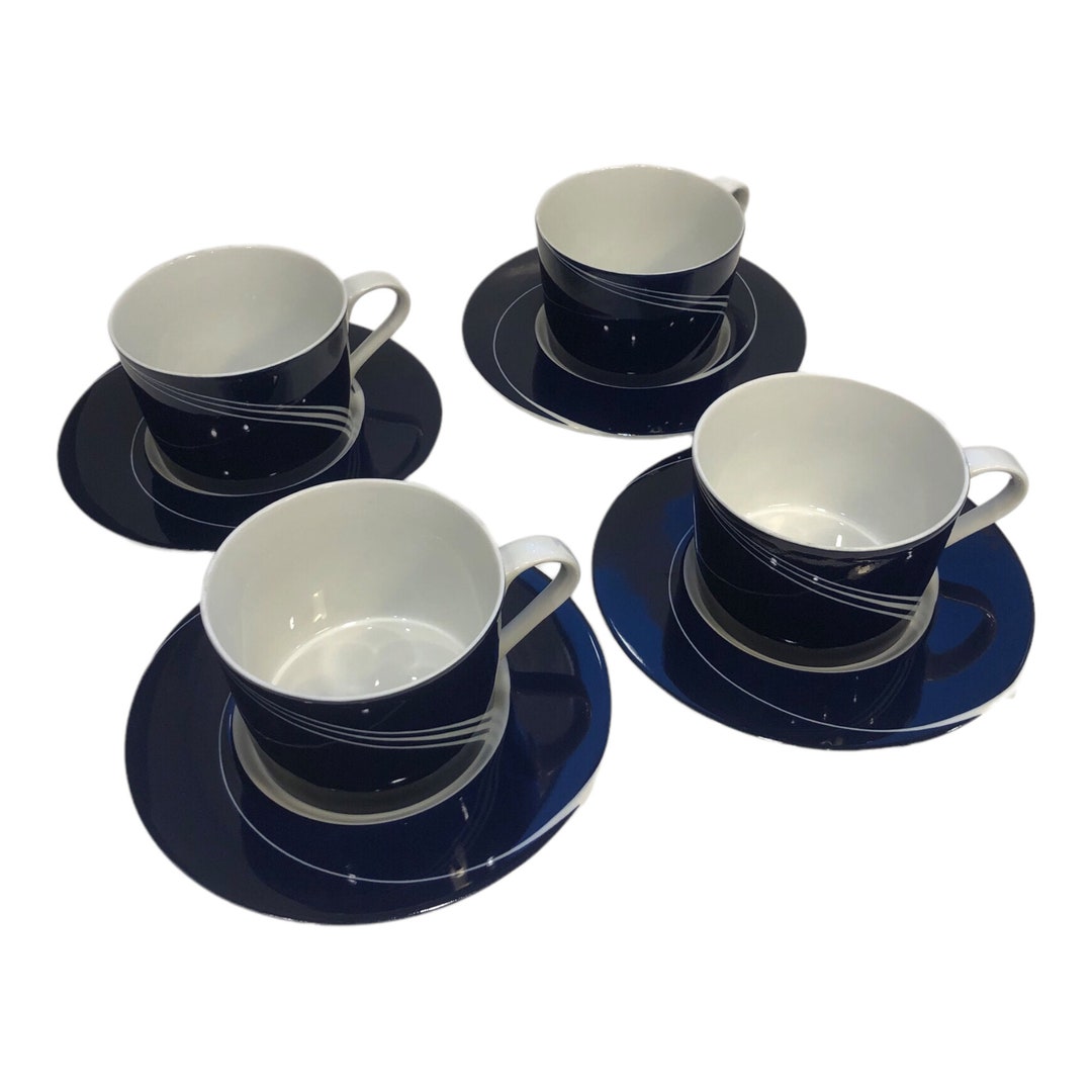 Block Spal Blue and White Coffee Cups Tea Cups With Saucers Made in ...
