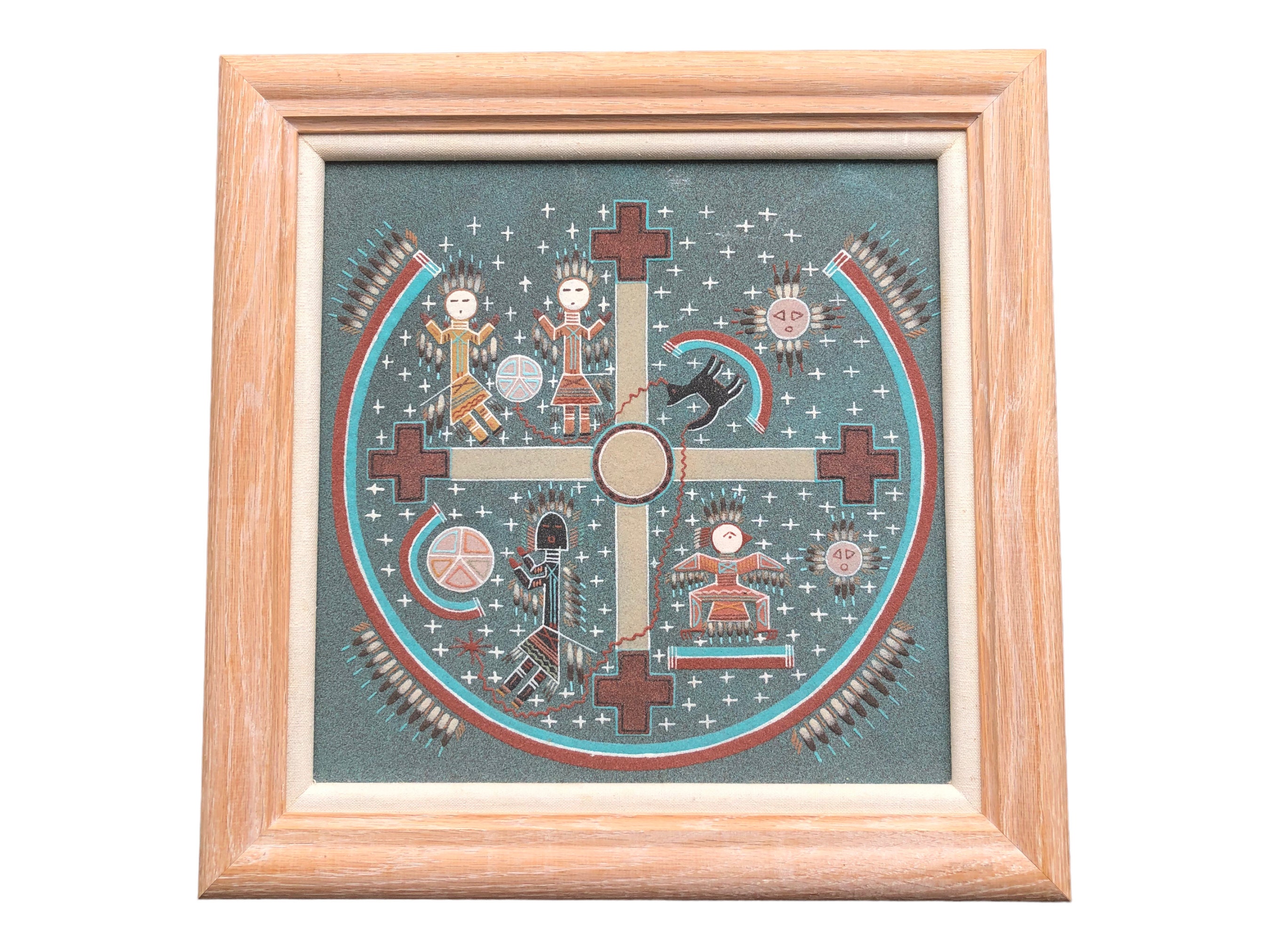 Hosteen Etsitty Sand Painting Navajo Sand Art Framed Wall Art Home ...