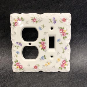 Vintage Ceramic Porcelain Floral Switch & Outlet Plate Cover Combo Made ...