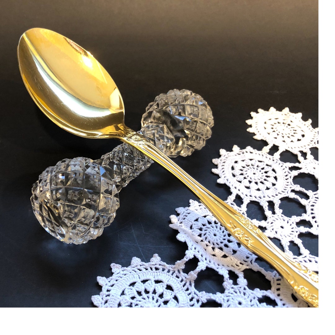 Vintage Crystal Utensil Rest Diamond Pattern Spoon Knife Rest - Etsy