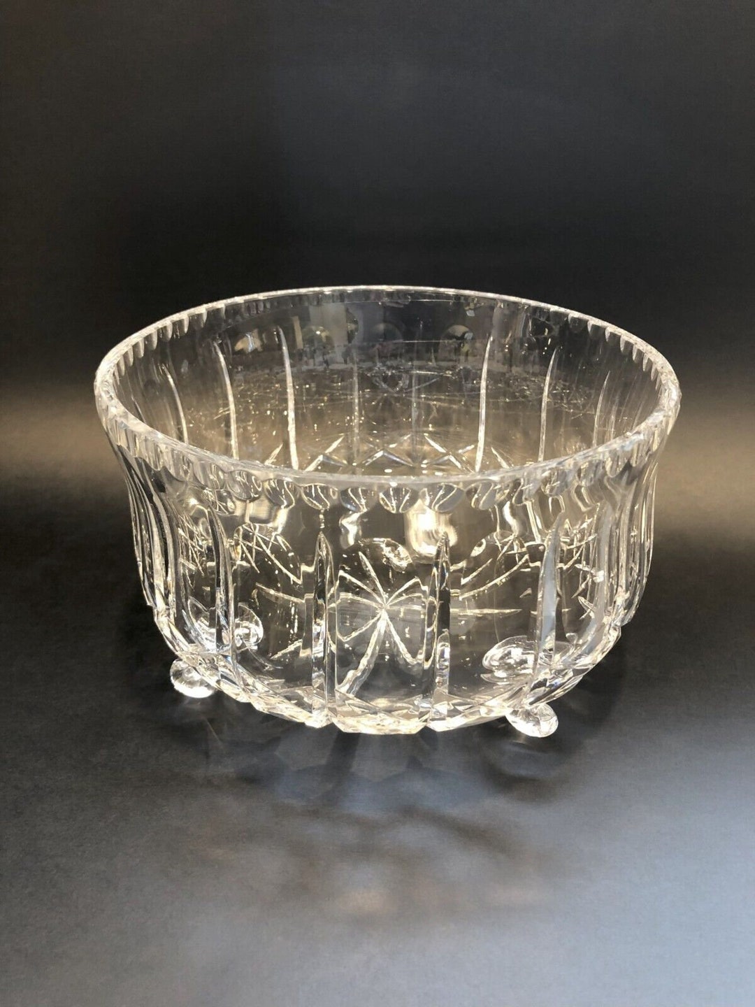 Cross and Olive Large Footed Crystal Bowl Vintage Glass Trifle Bowl ...