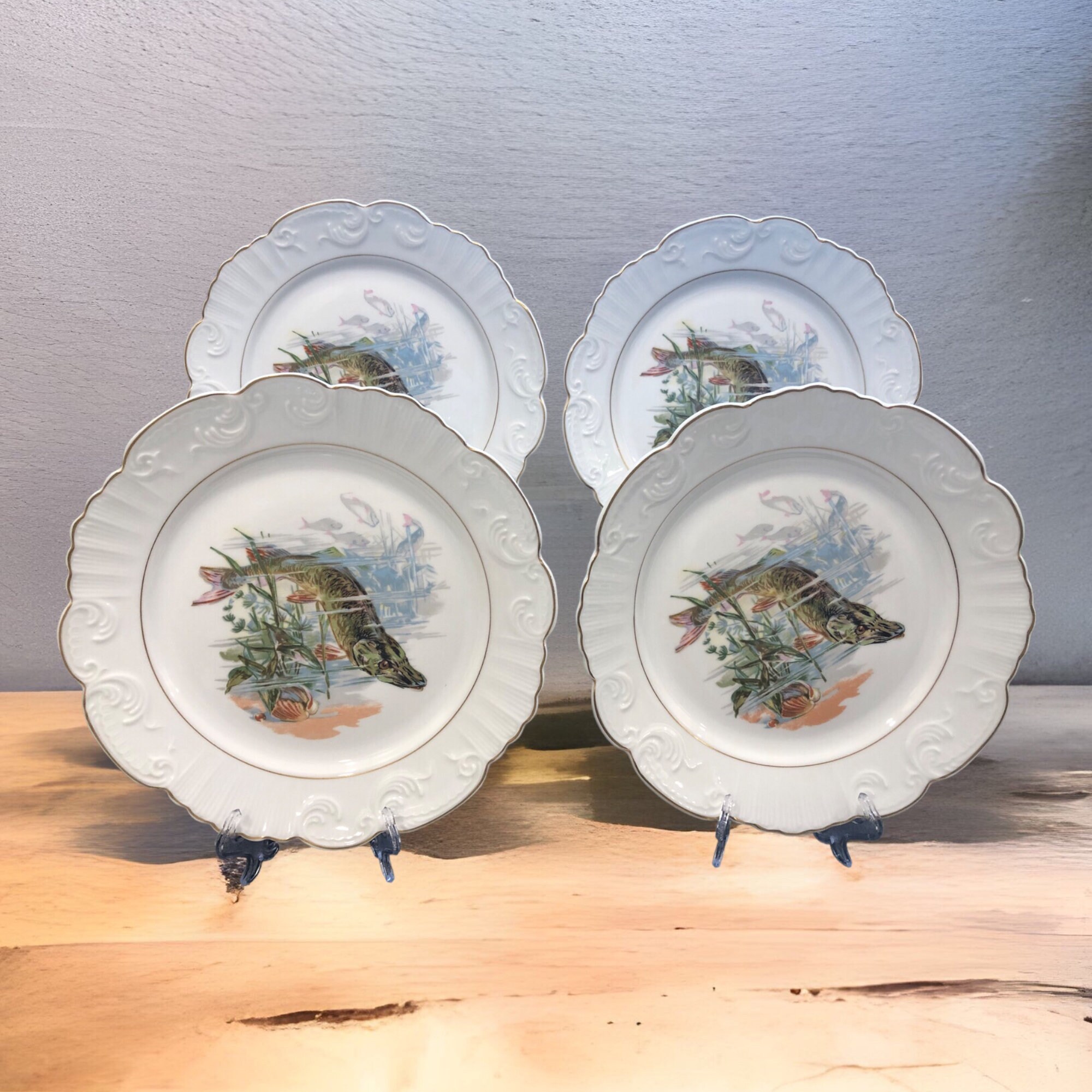 Porcelain Fish Dinner Plates Made in Portugal Vista Alegre Scalloped ...