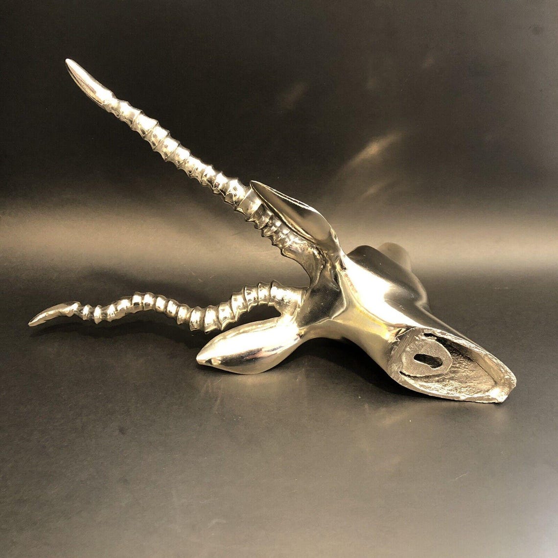 Wall Mounted Gazelle Antelope Head With Antlers Chrome Metal Sculpture ...