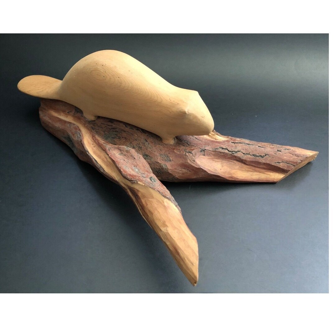 Hand-carved Beaver Wood Carving Sculpture Indigenous Artist Signed ...