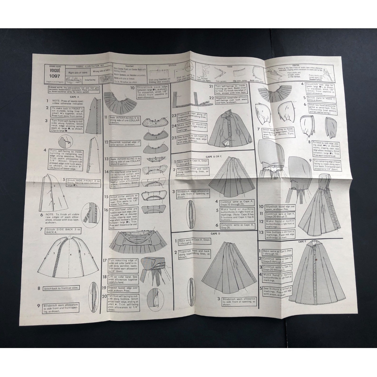 Vintage Vogue's Basic Design Cape Poncho Sewing Pattern Size 12 Cut - Etsy