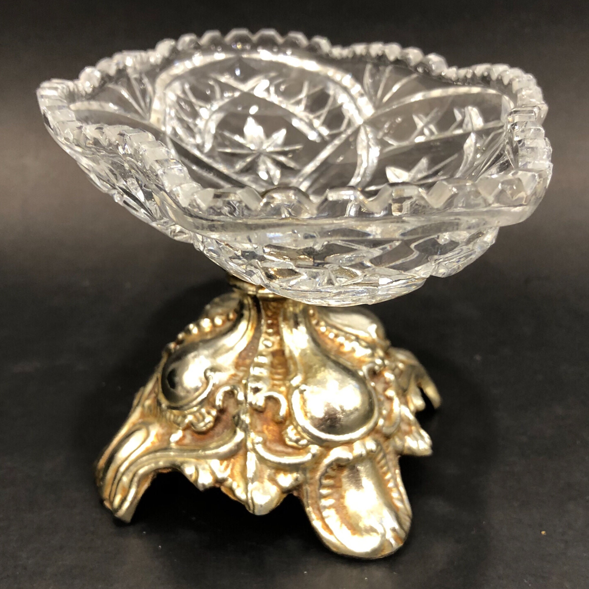 Vintage Pedestal Crystal Glass Compote Dish Marked W P - Etsy