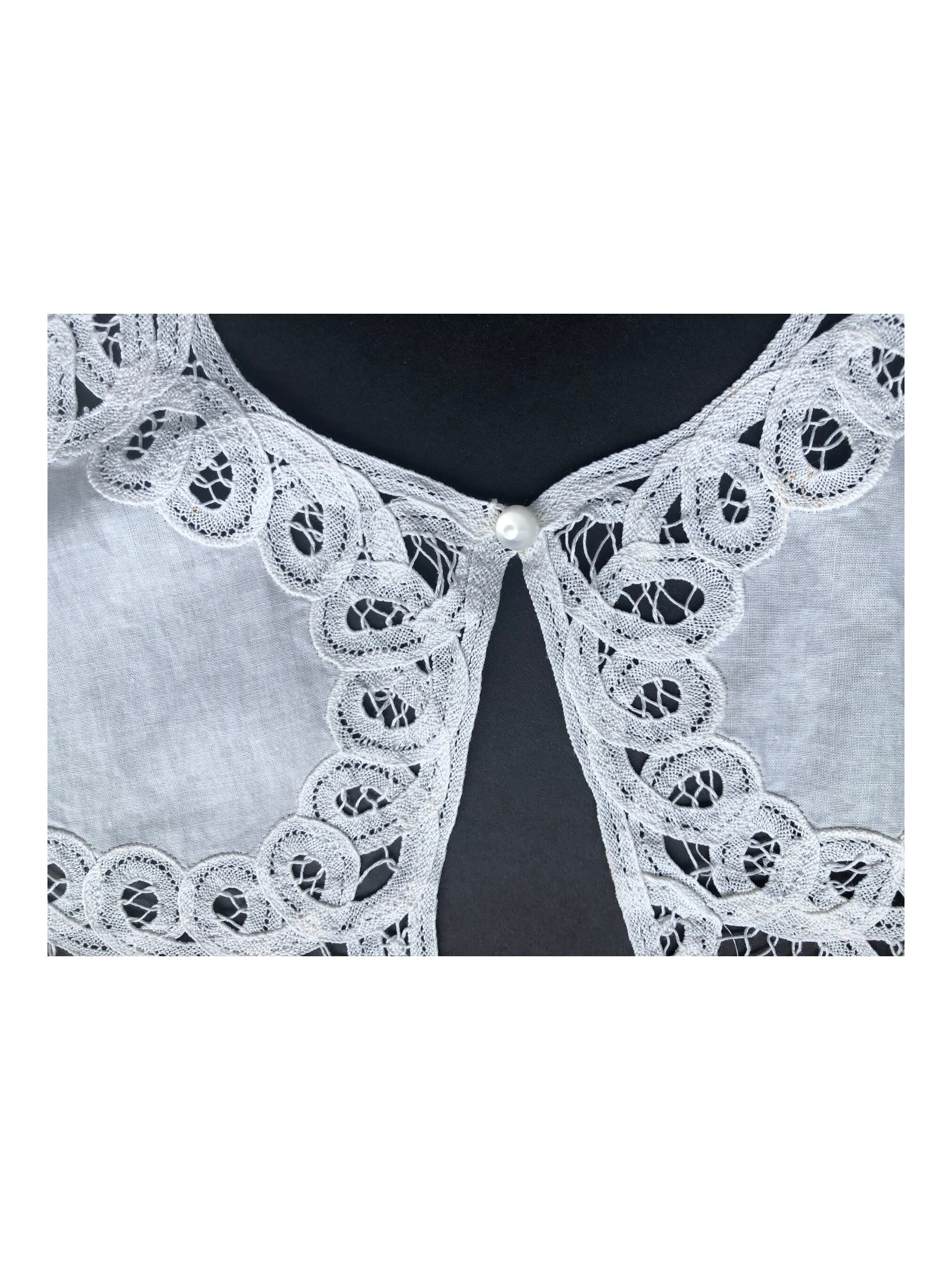 Vintage Cotton Collar White Neck Collar With Button Closure Lace Collar ...