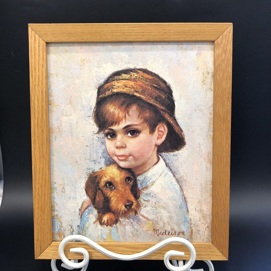Medeiros Big Eyed Boy With Puppy Tom Sawyer Wall Art Lithograph Nursery ...