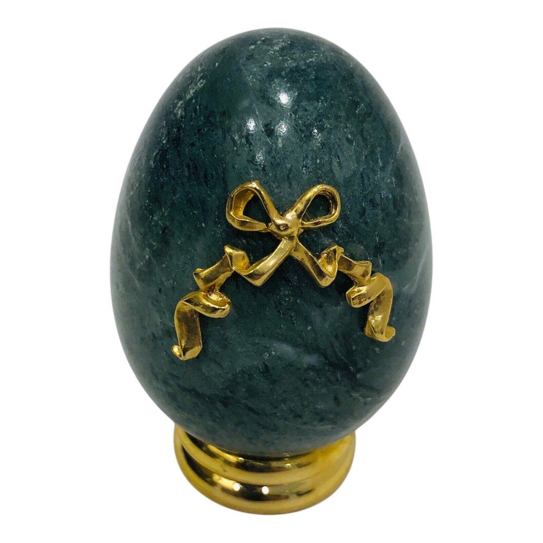 Green Marble Stone Egg Franklin Mint Collectors Treasury of Eggs Made ...