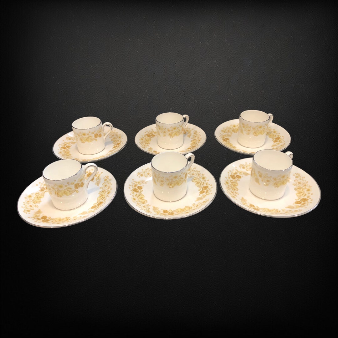 Vintage Wedgwood Bone China Mimosa Demitasse Cups and Saucers Espresso ...