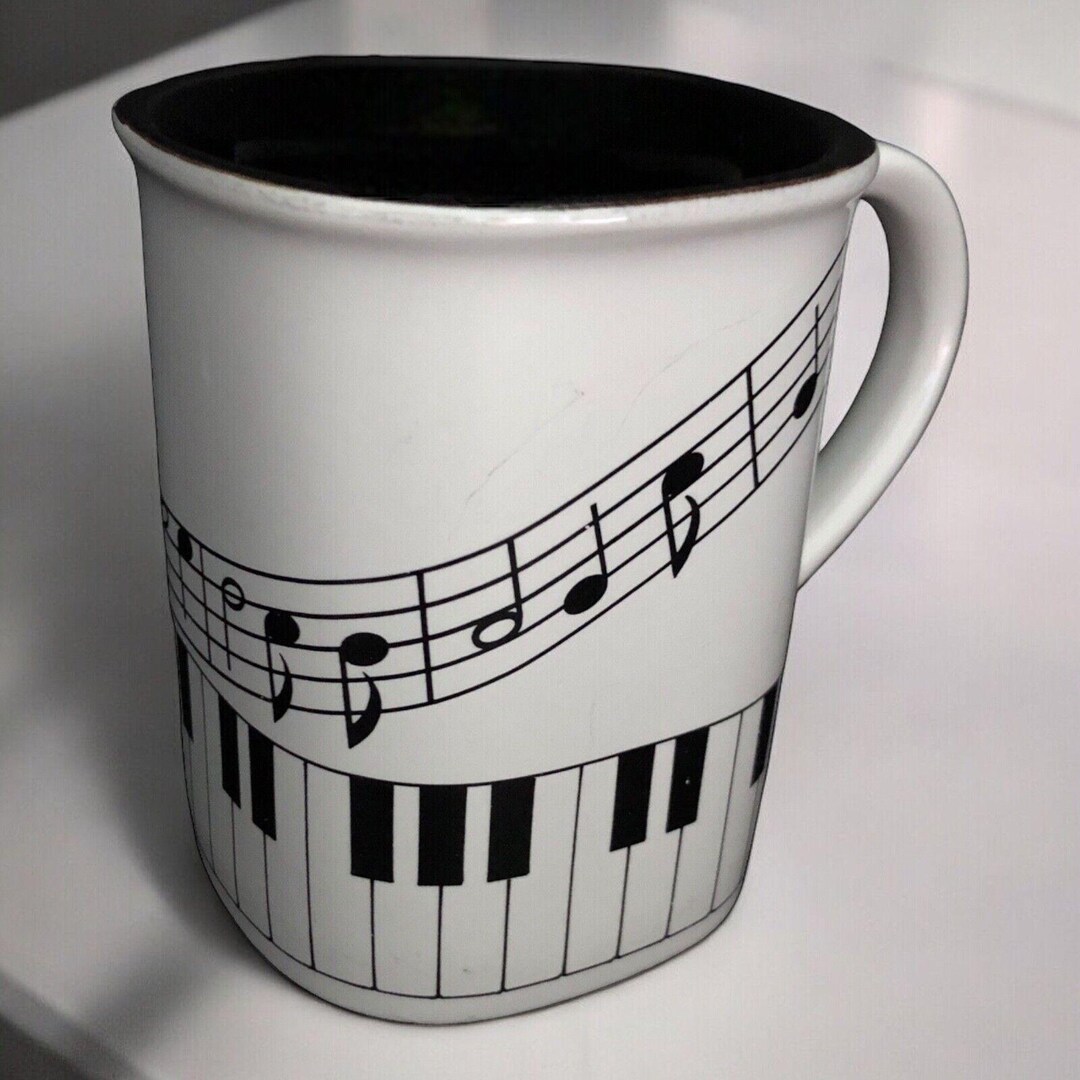 Vintage Piano Keys Coffee Mug Tea Mug Musical Notes White & Black - Etsy