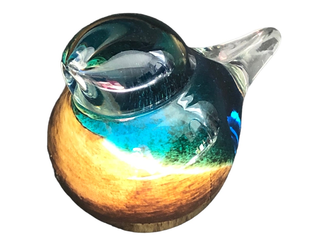 Art Glass Bird Paperweight Multi-colored Glass Bird Figurine - Etsy