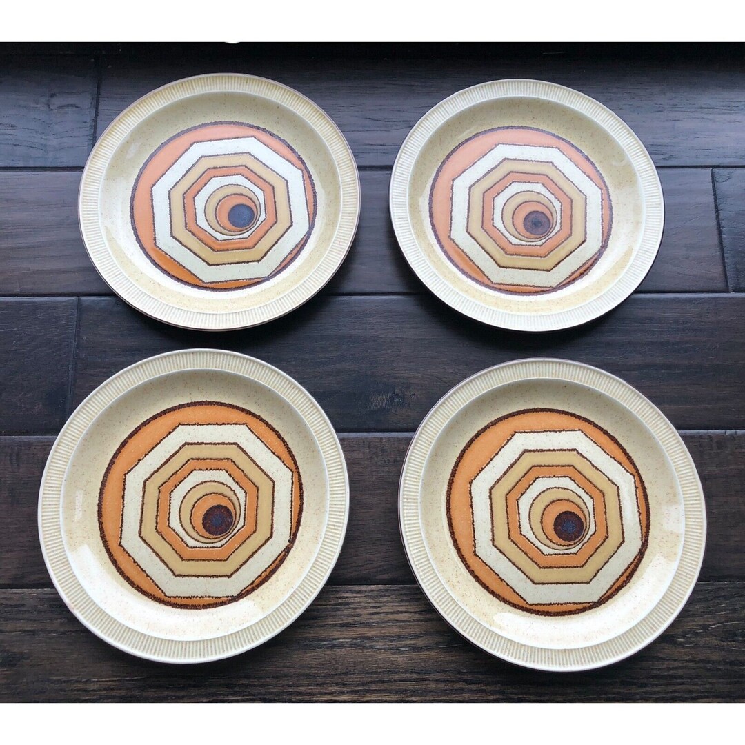 Vintage Poole Pottery Broadstone Vortex Dinner Plates Retro Design ...