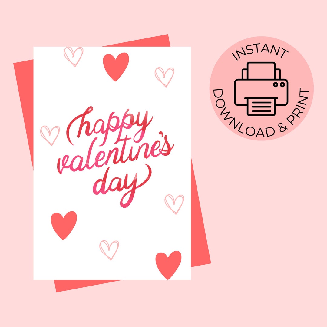 Valentine's Day Pritable Card / Instant Download PDF / Card Template - Etsy