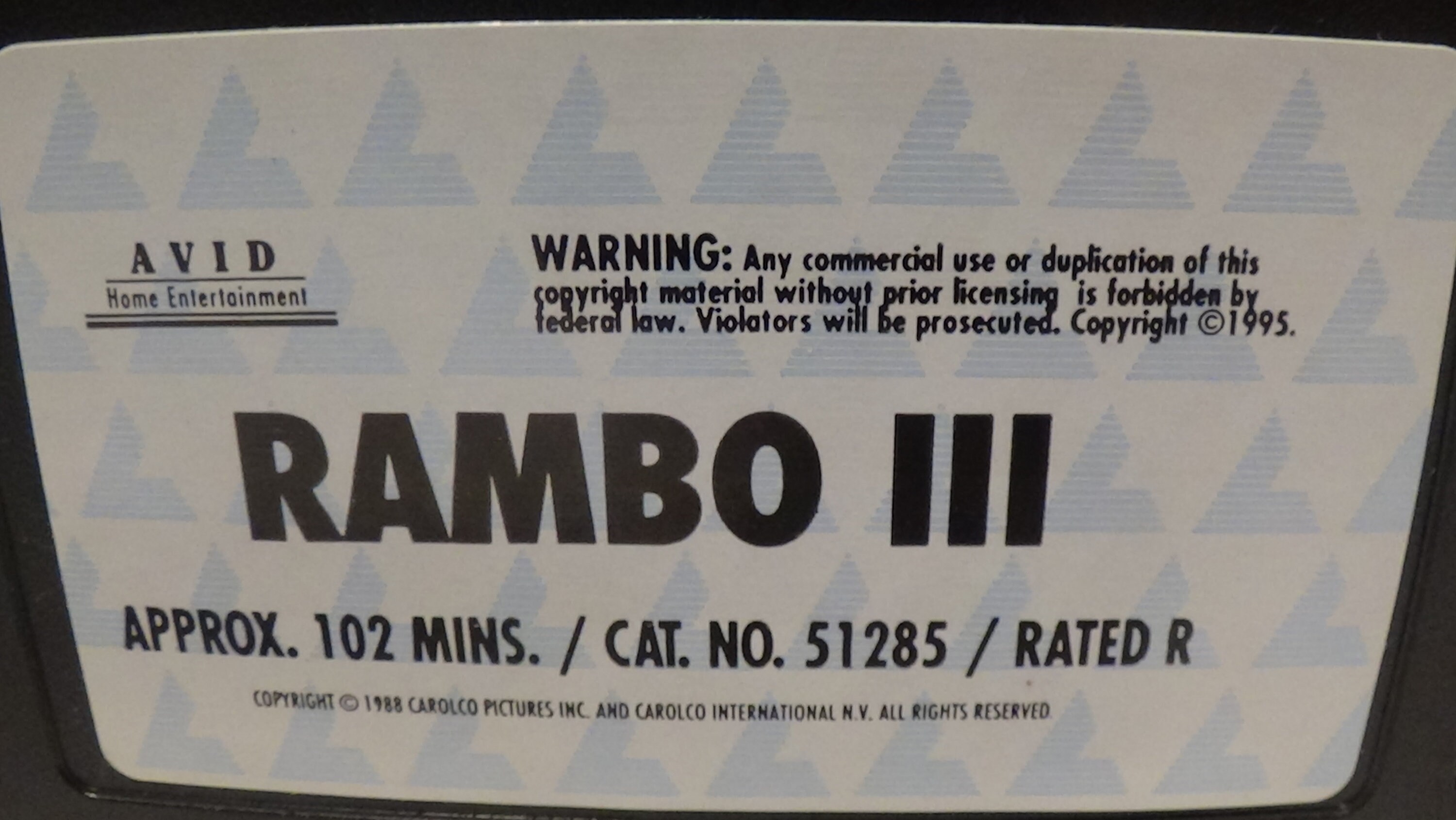 Rambo III VHS Tape stallone tested - Etsy