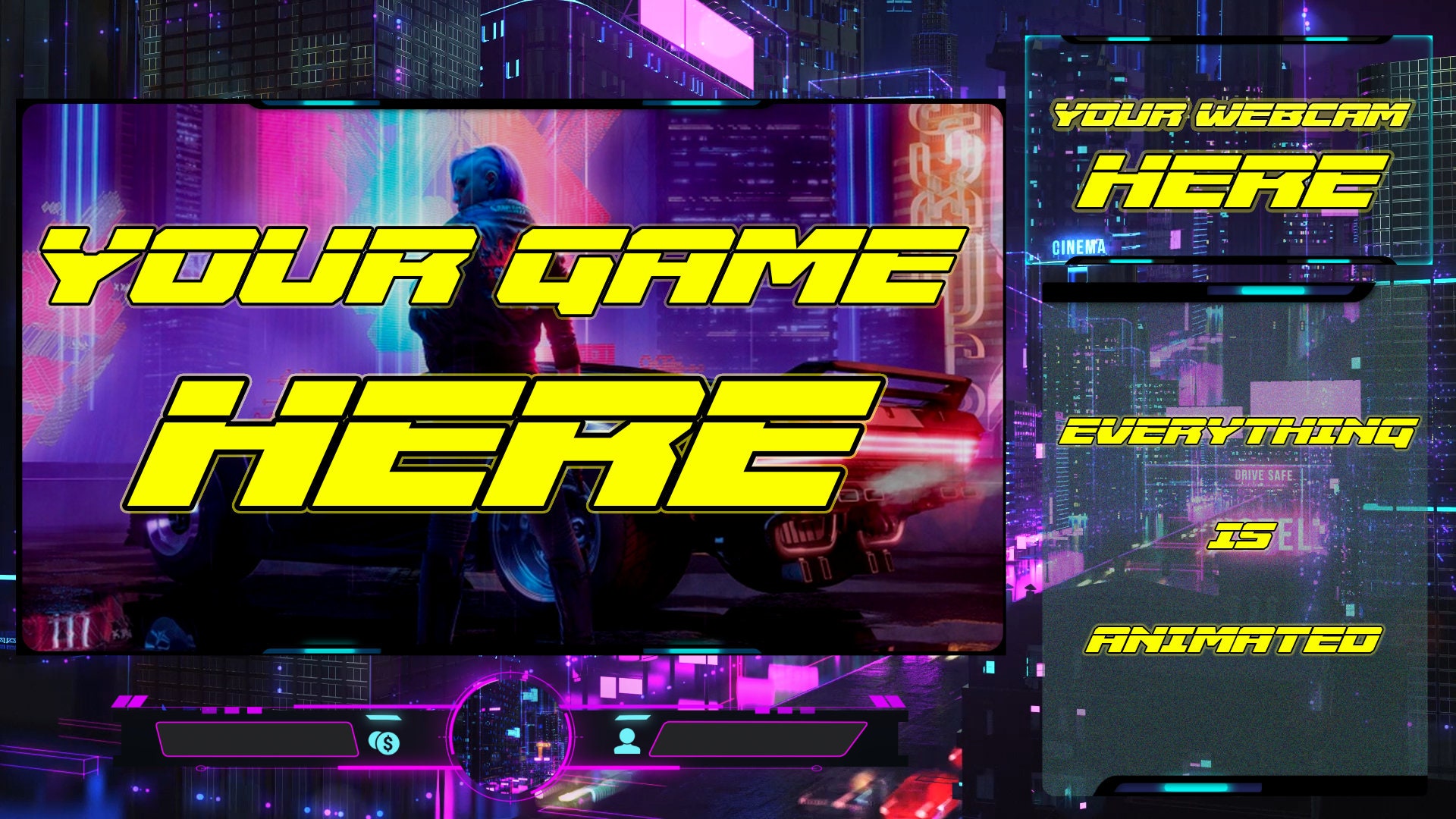 Neon Stream Overlay Package 2 animated Screens, Alerts, Overlay ...