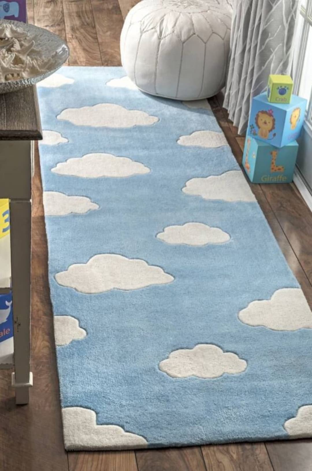 Cloud Baby Blue Modern Hand-tufted 100% Wool Handmade Area Rug Carpet ...