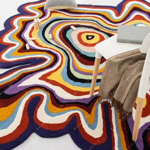 Paint Splatter Purple & Multi, Irregular Shaped Hand-tufted Wool ...