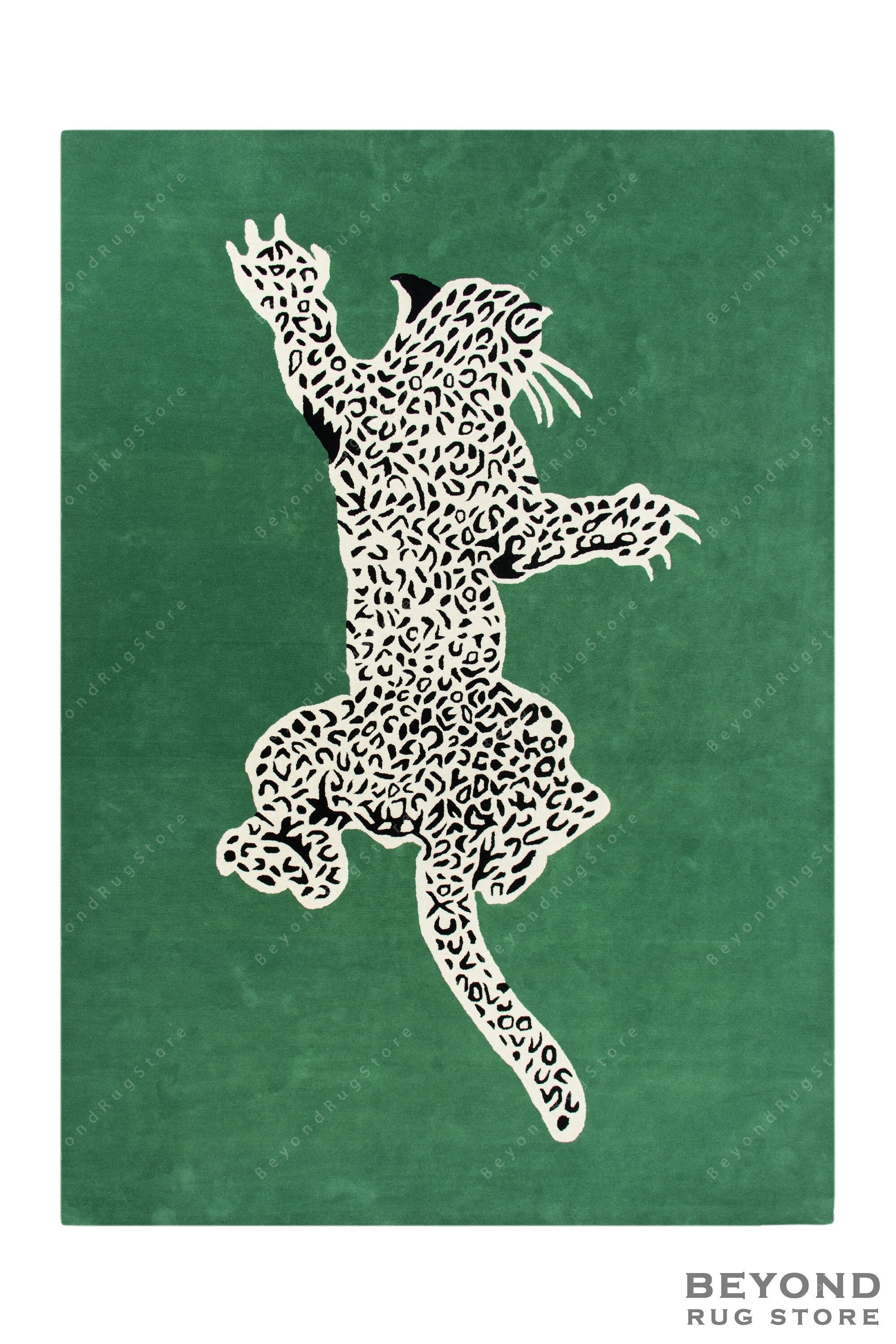 Climbing Leopard Green Hand-tufted 100% Wool Handmade Area - Etsy