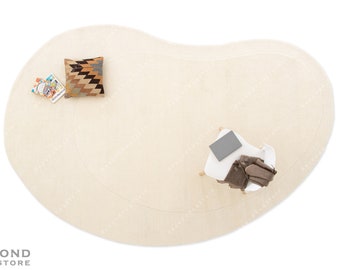Oval Shape Cream-white, Hand-tufted Wool Area Rug/carpet for Bedroom ...