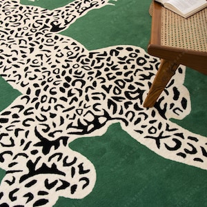 Climbing Leopard Green Hand-tufted 100% Wool Handmade Area Rug Carpet ...