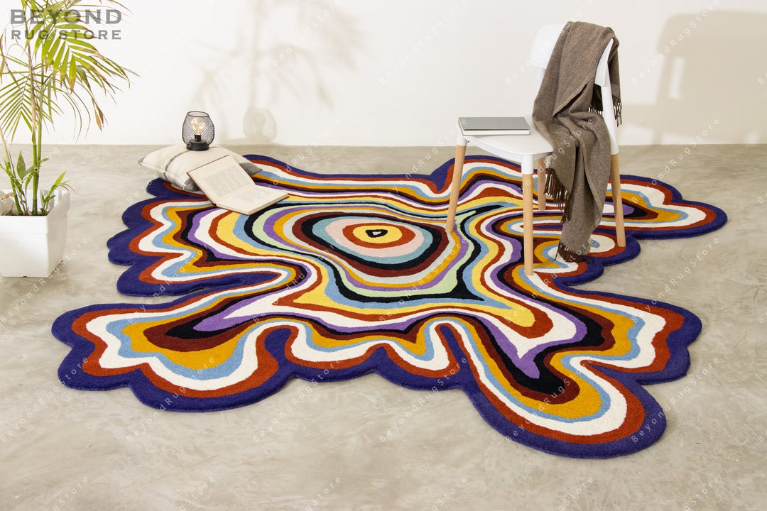 Paint Splatter Purple & Multi, Irregular Shaped Hand-tufted Wool ...