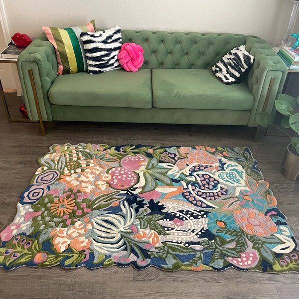 Floral Tufted Rug - Etsy