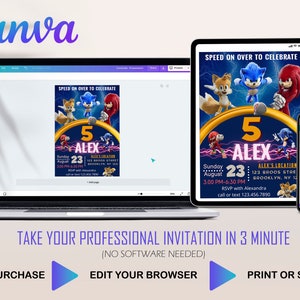 Sonic the Hedgehog Invitation - Kids Invitation - Digital Party Invite ...