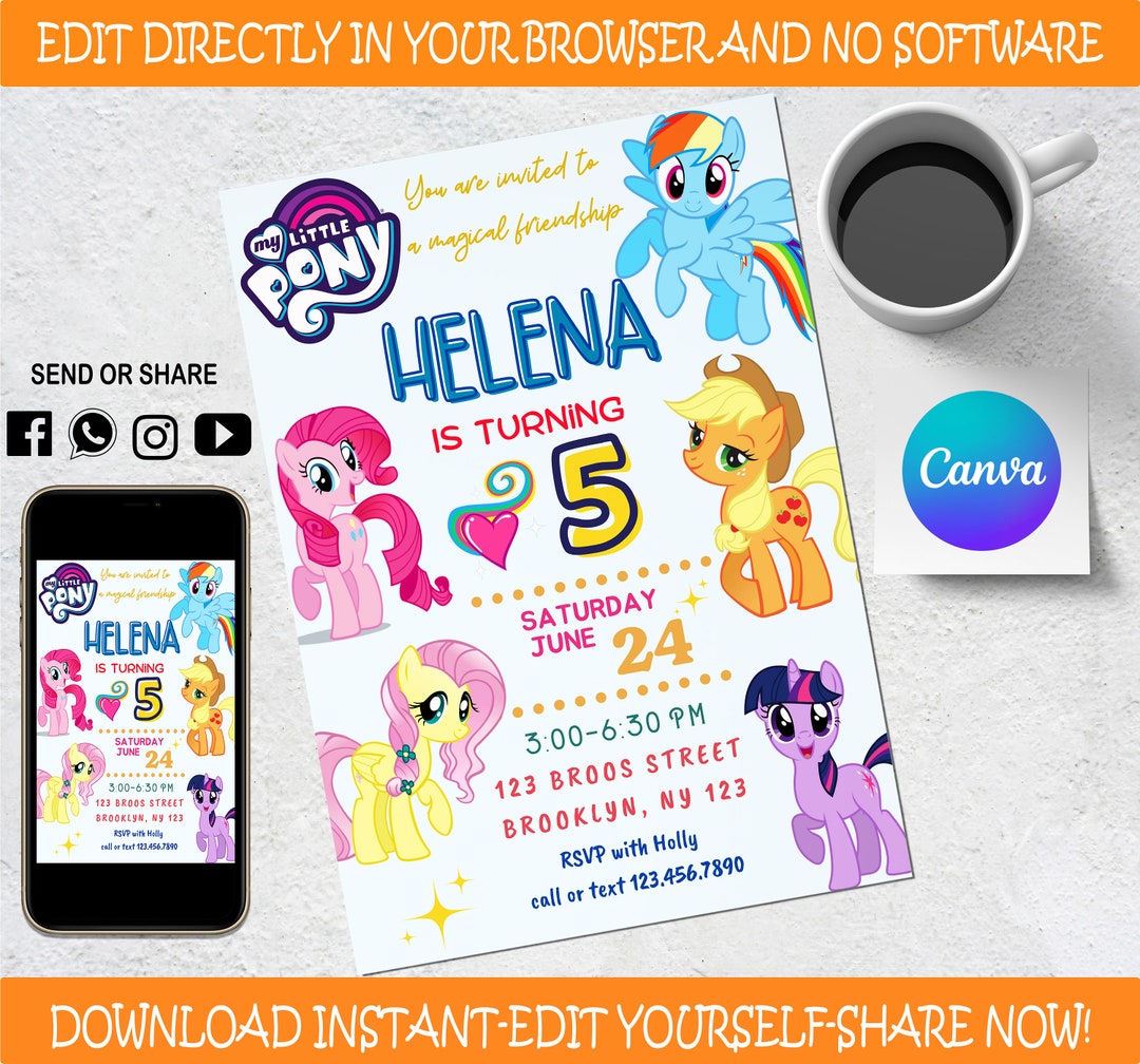 My Little Pony Birthday Invitation - Kids Invitation - Digital Party ...