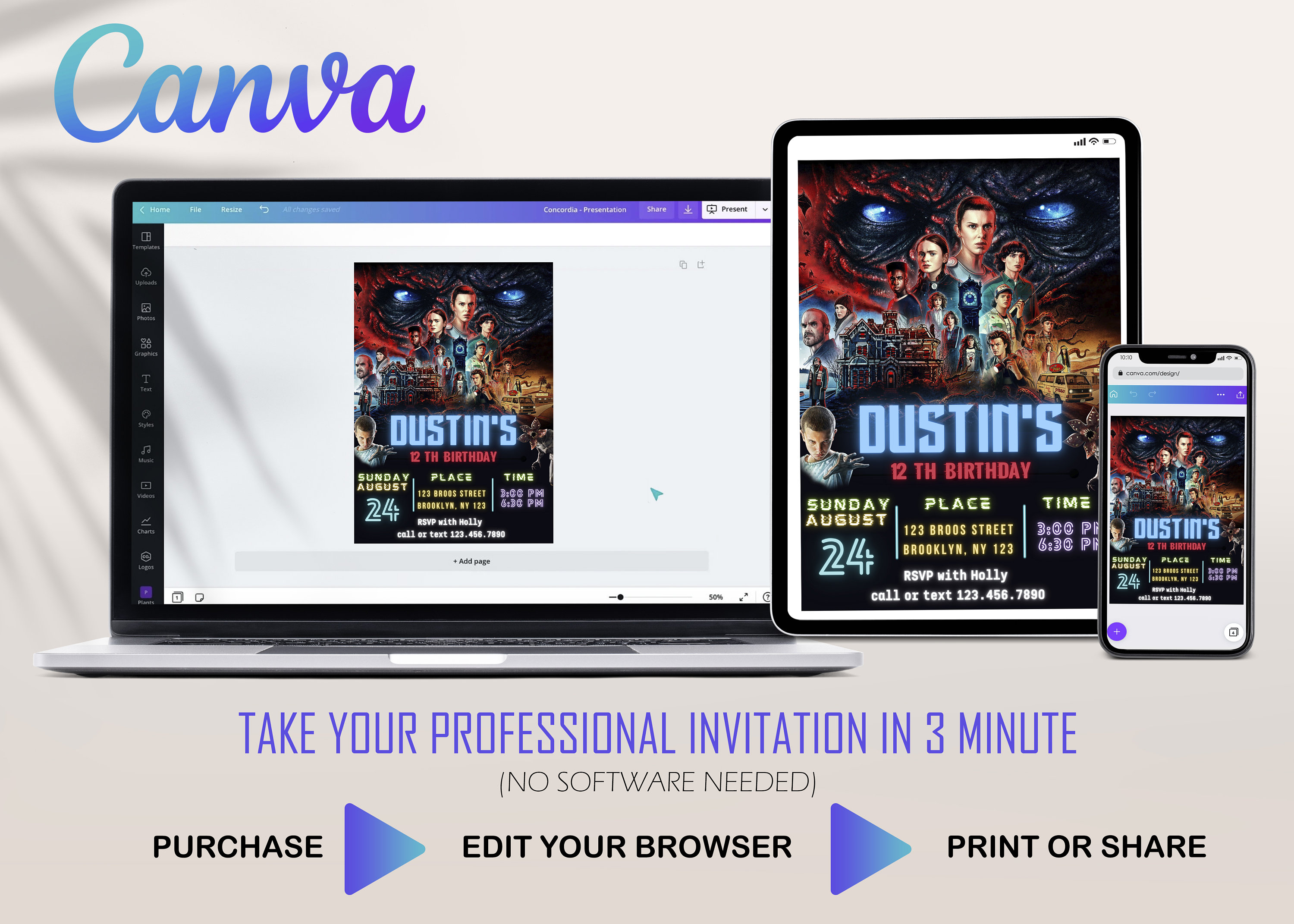 Stranger Things Birthday Invitation Kids Invitation - Etsy