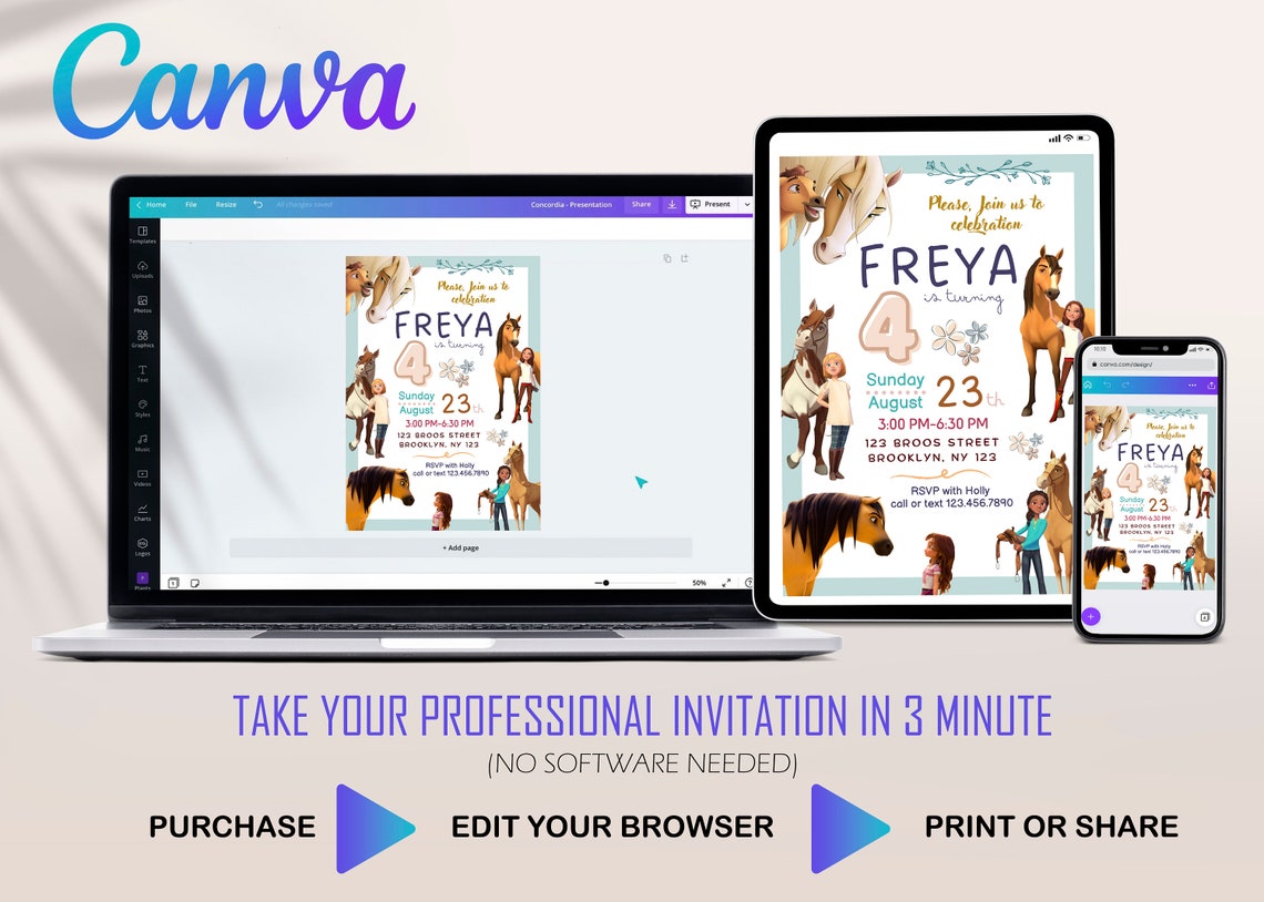 Spirit Riding Free Birthday Invitation Kids Invitation - Etsy