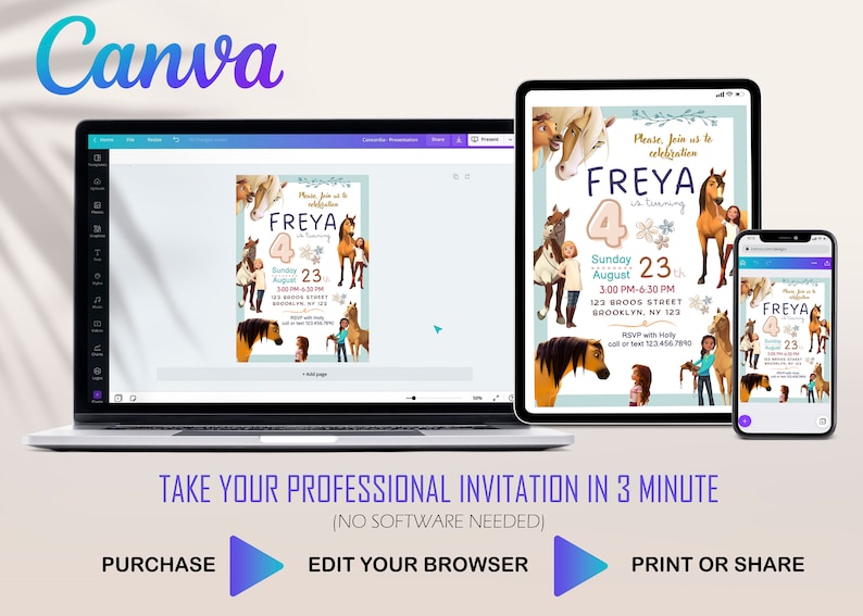 Spirit Riding Free Birthday Invitation Kids Invitation - Etsy