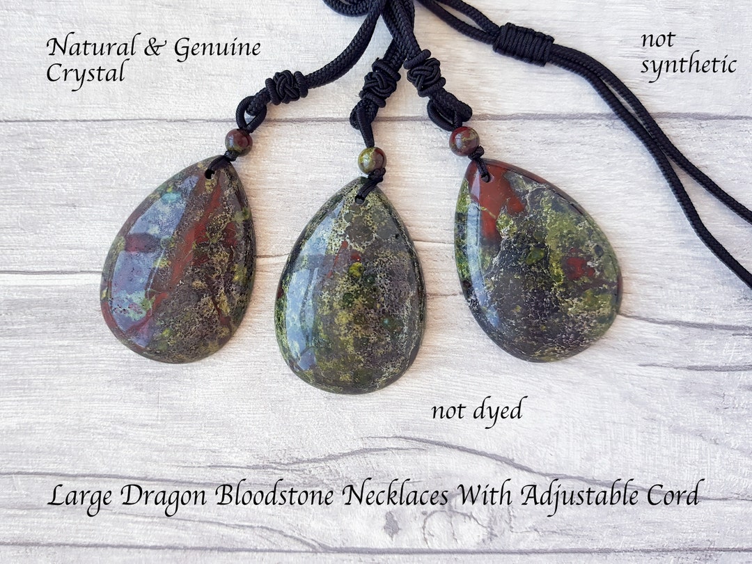 Dragon Bloodstone Necklace, Stunning Large Teardrop Bloodstone Gemstone ...