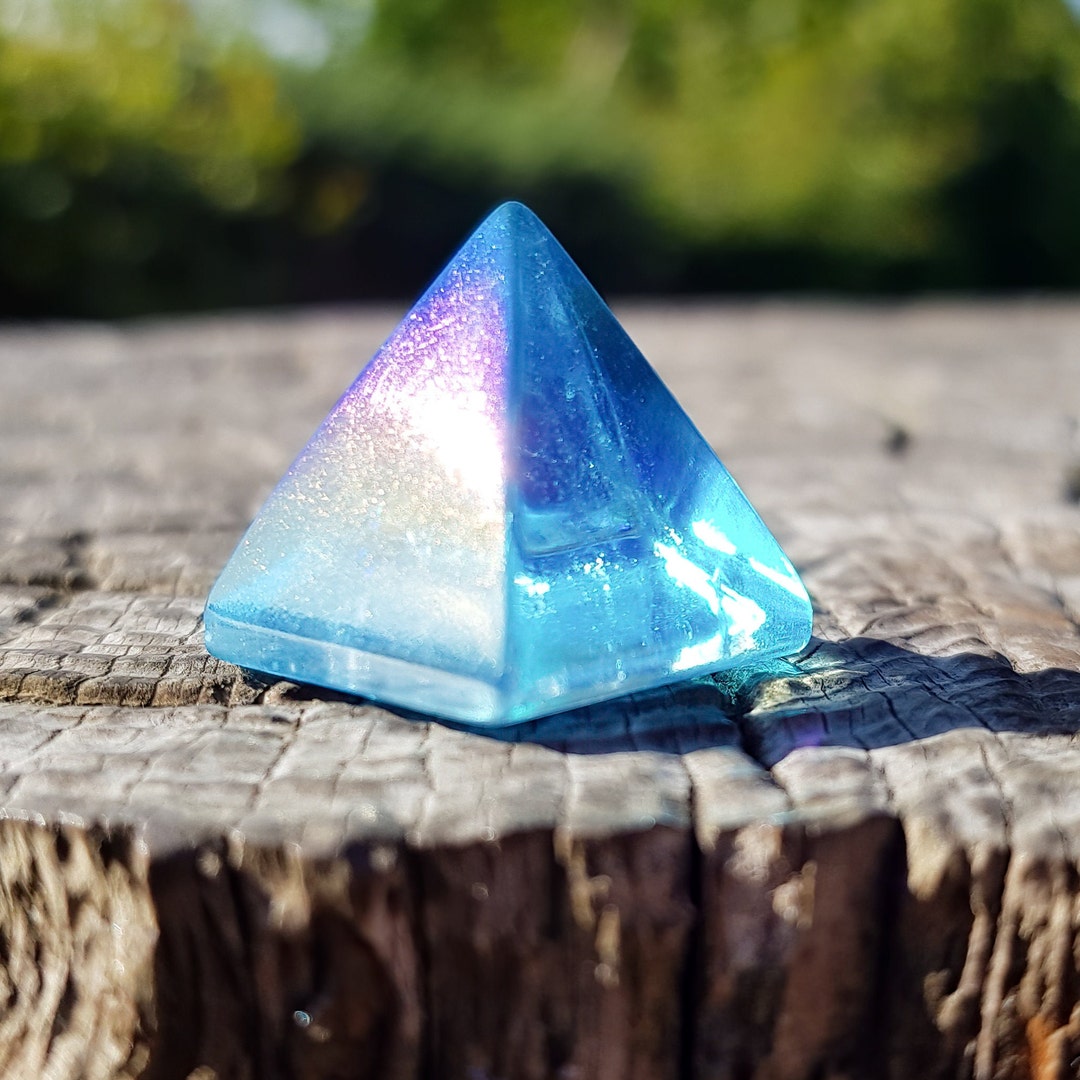 Aqua Aura Quartz Pyramid, Aqua Aura Pyramid, Aura Quartz, Blue Gemstone ...