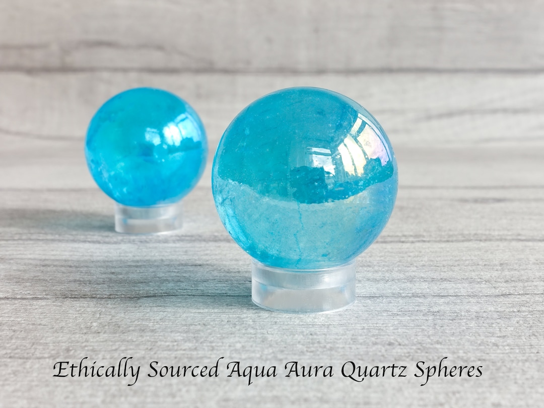 Aqua Aura Quartz Sphere, Aqua Aura Sphere, Blue Aura Sphere, 30mm ...