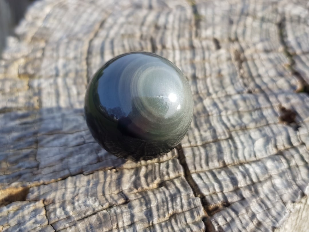 Rainbow Obsidian Sphere, Black Obsidian Gemstone Sphere, Black Crystal ...