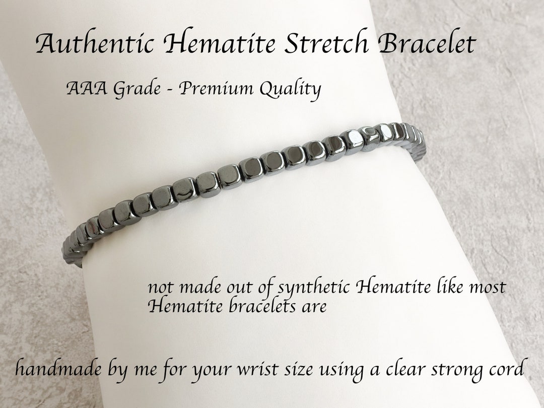 Hematite Bracelet, 4mm, AAA Grade, Authentic Natural Hematite Cube ...