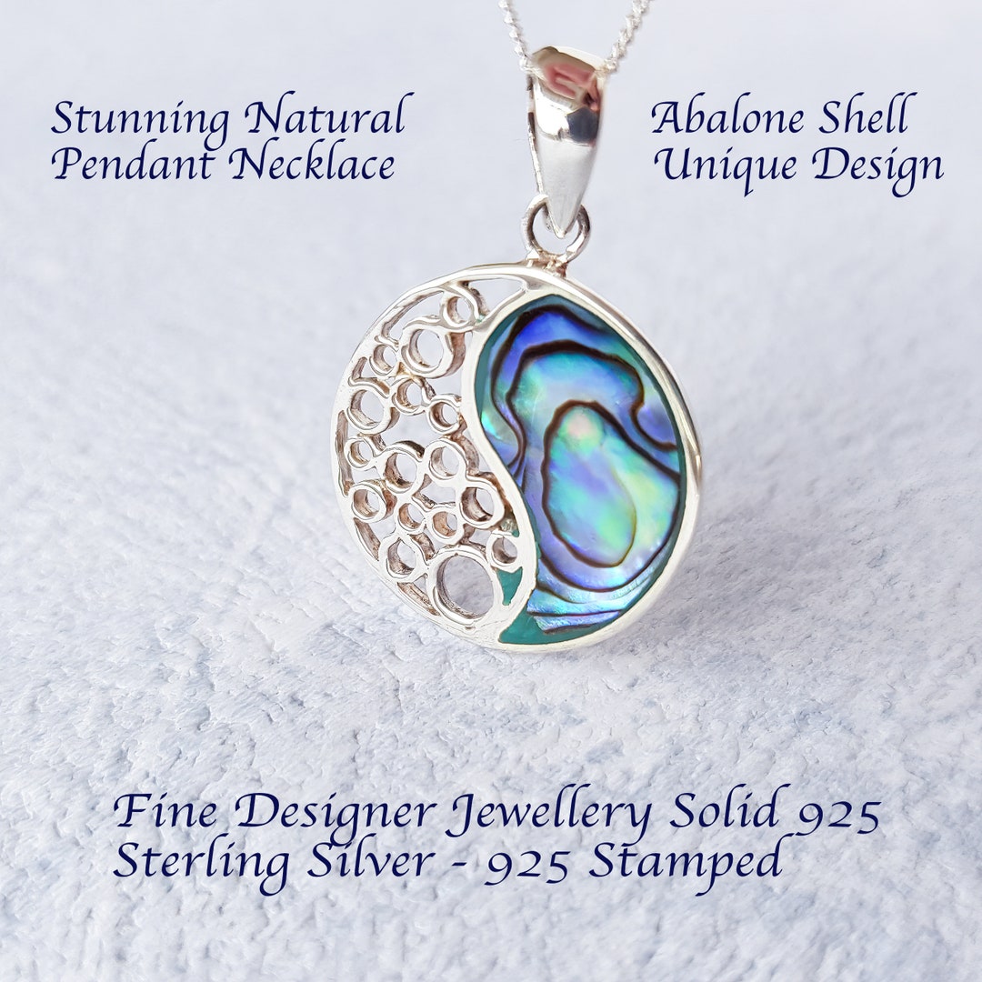 Abalone Pendant Necklace, Unique Abalone Shell Flat Disc, Circle With ...