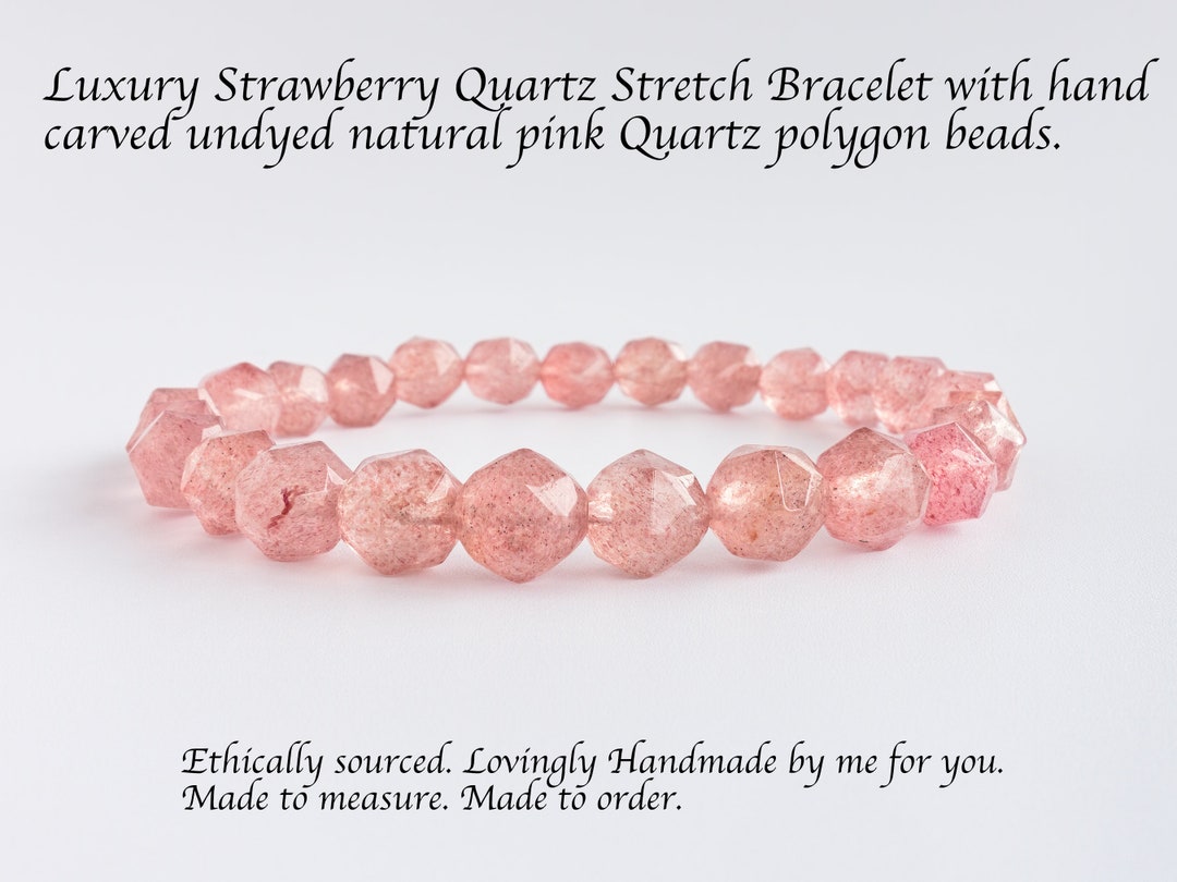 Strawberry Quartz Bracelet, 8mm, AAA, Rare, Natural Harelquin Quartz ...