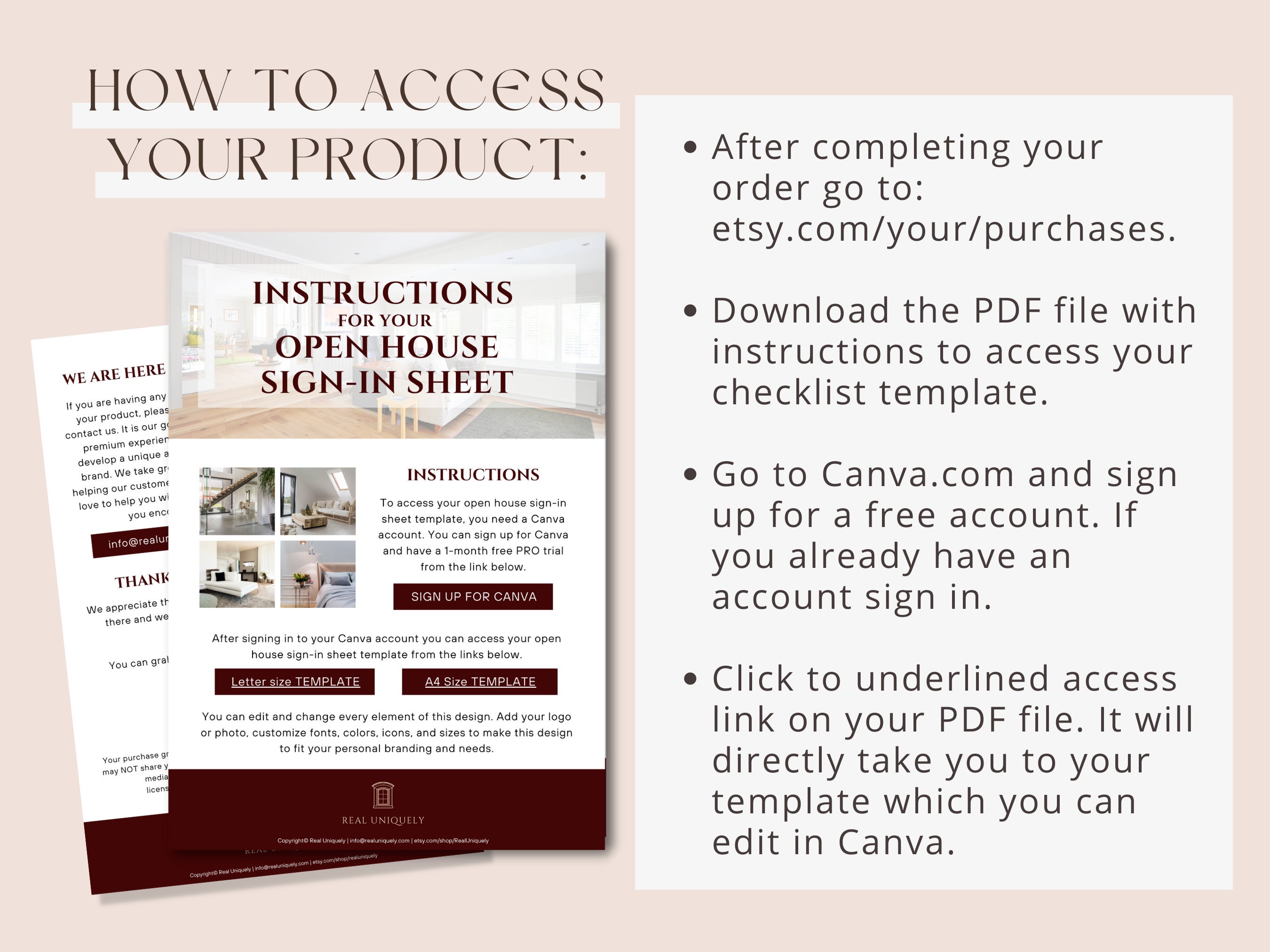Open House Sign in Sheet for Real Estate Agents With - Etsy